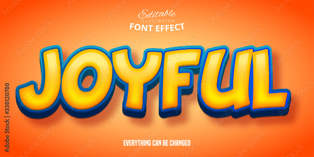 Joyful text effect, 3d editable font and text style Stock Vector ...
