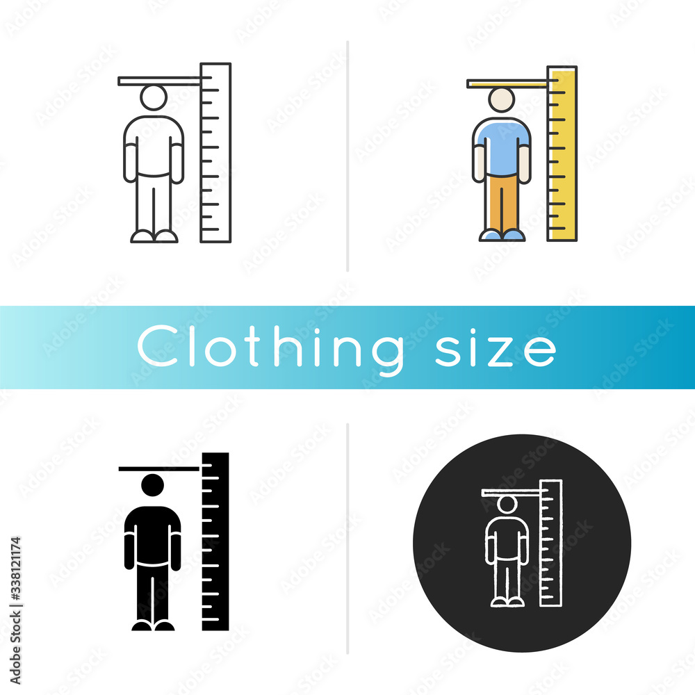 Height measurement icon. Linear black and RGB color styles. Tailoring ...