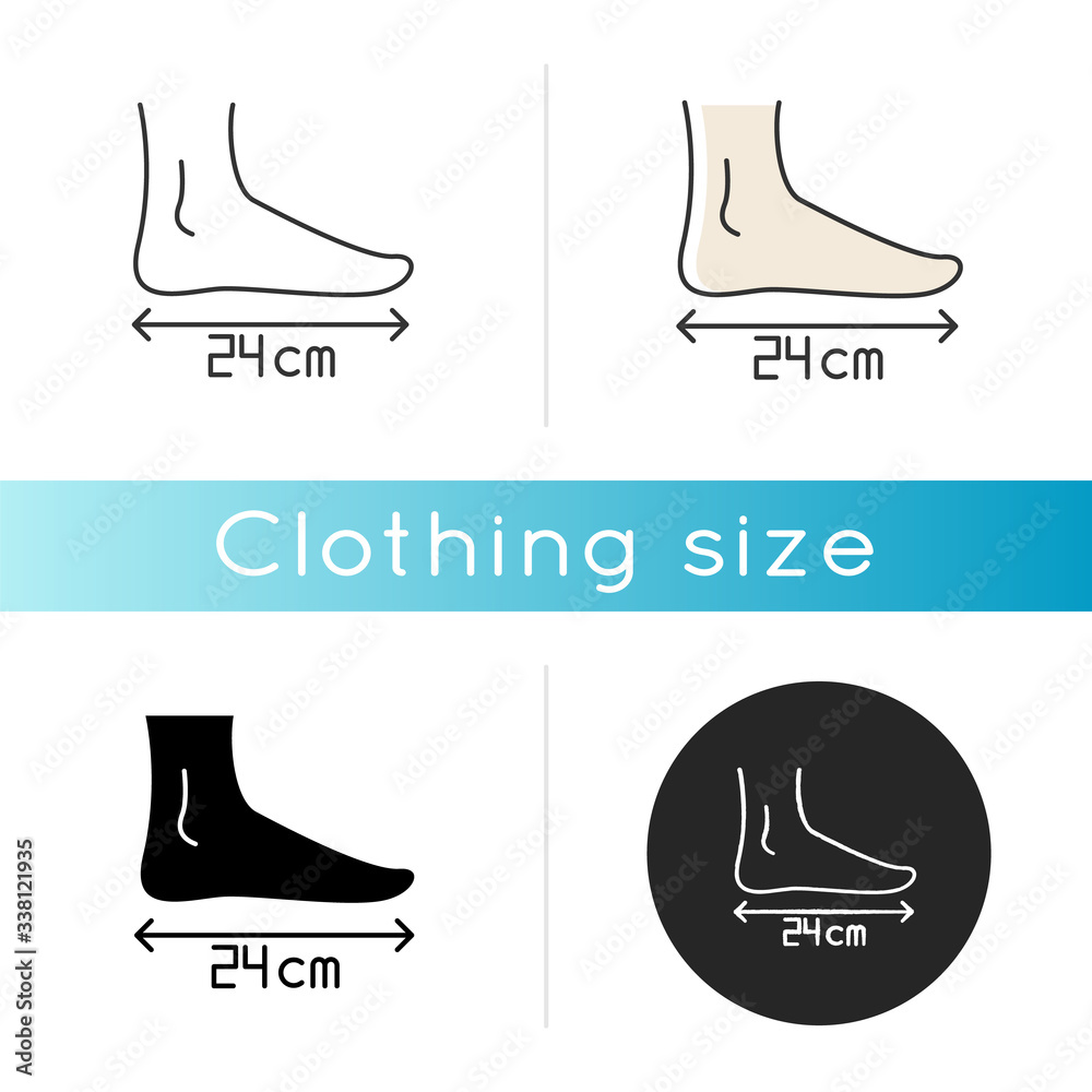 Foot length icon. Linear black and RGB color styles. Human body ...