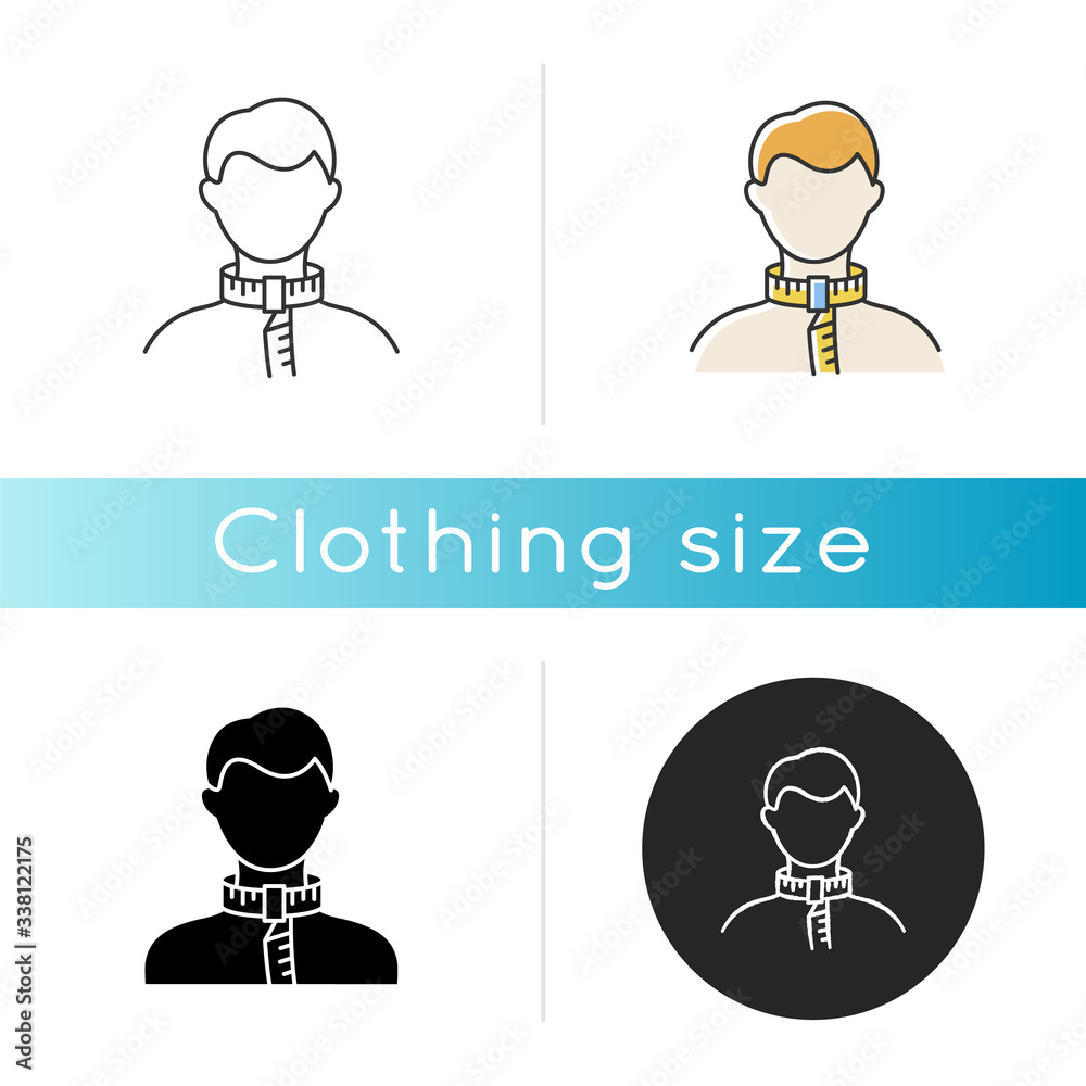 Neck circumference icon. Linear black and RGB color styles. Human body ...