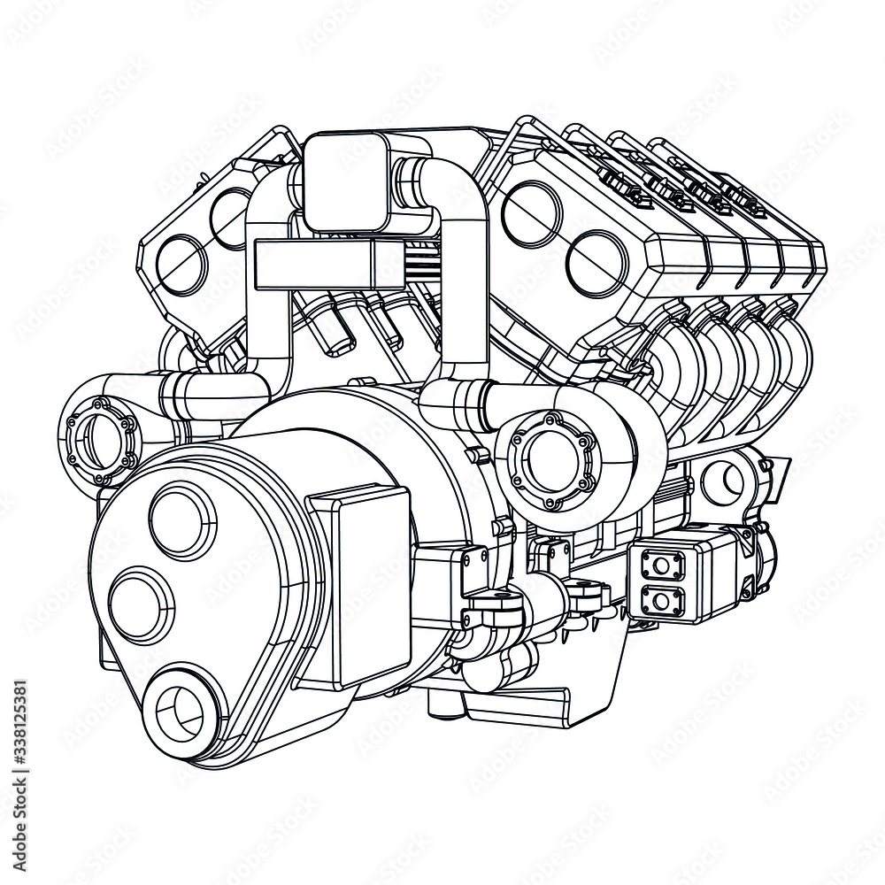 V8 Engine Vector
