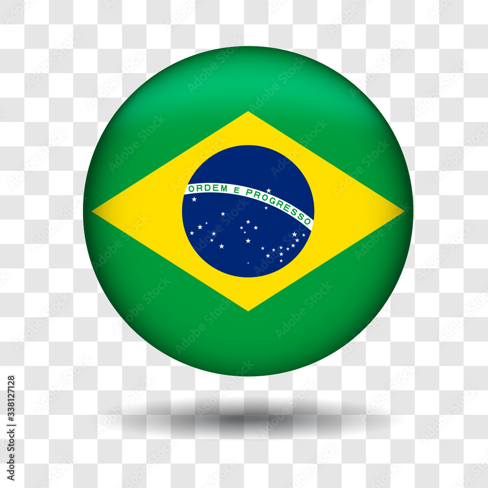 Brazil Flag Icon 3d Circle Sphere Vector Illustration on Transparent ...