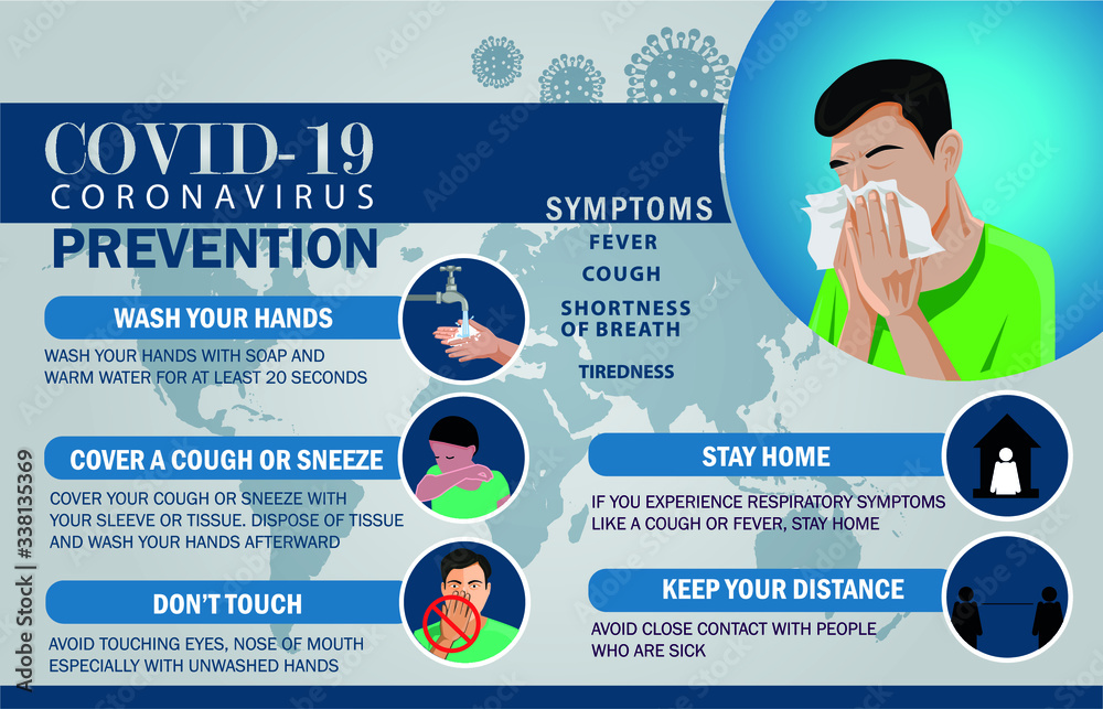 Coronavirus COVID-19 preventions infographic. preventions methods ...