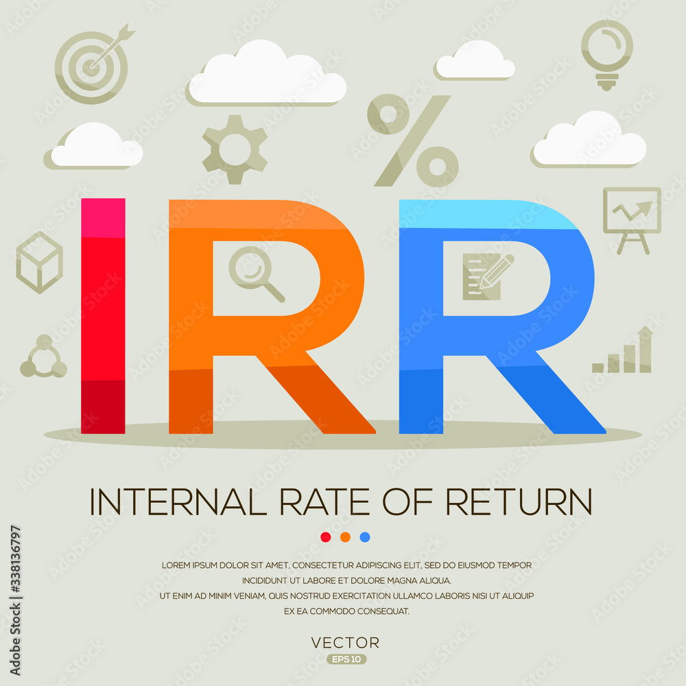IRR mean (internal rate of return) ,letters and icons,Vector ...