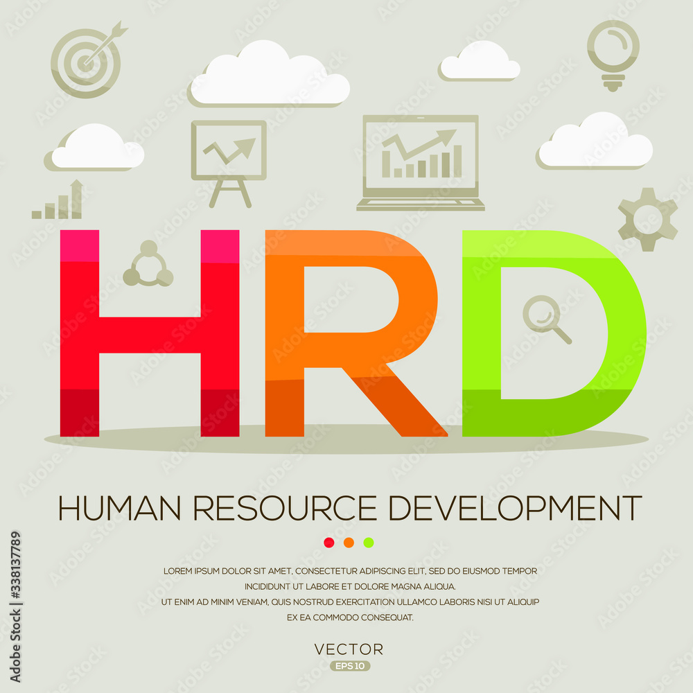 HRD mean (human resource development) ,letters and icons,Vector ...