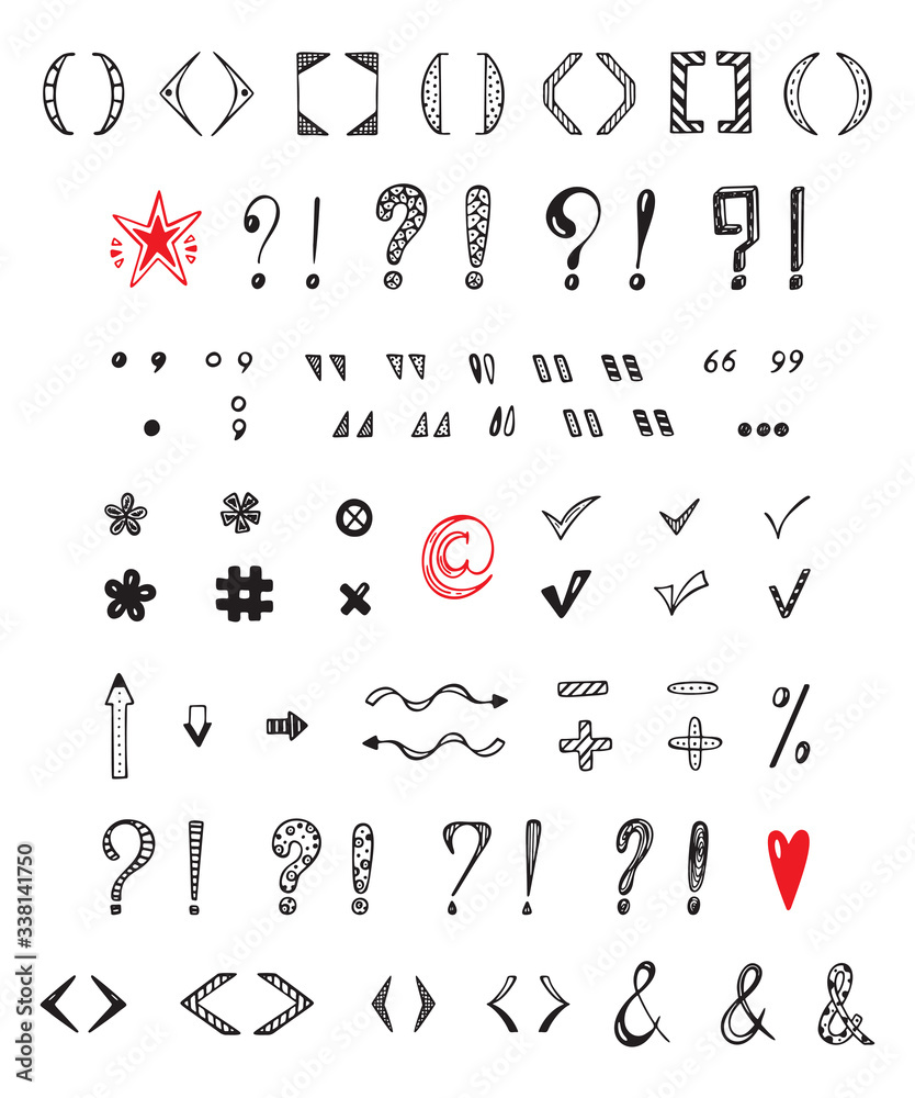 Punctuation marks Vector Set. Hand Drawn doodle Question mark ...