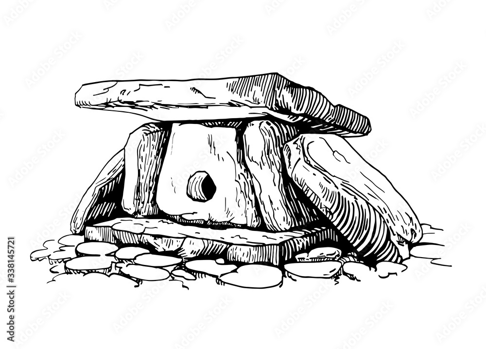 Graphical sketch of dolmen isolated on white background,vector ...