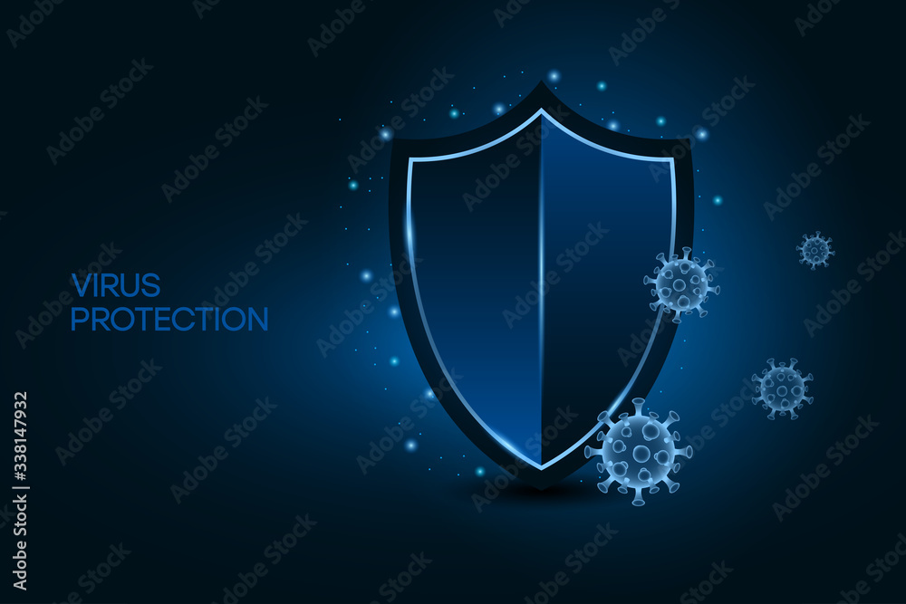 Security shield for virus protection. Coronavirus safety concept on ...