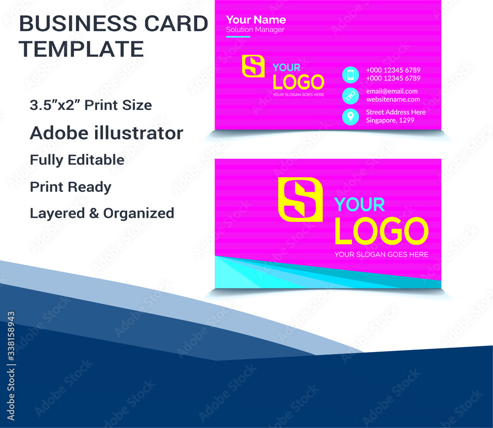 Print-ready Modern presentation card. Vector business card template ...