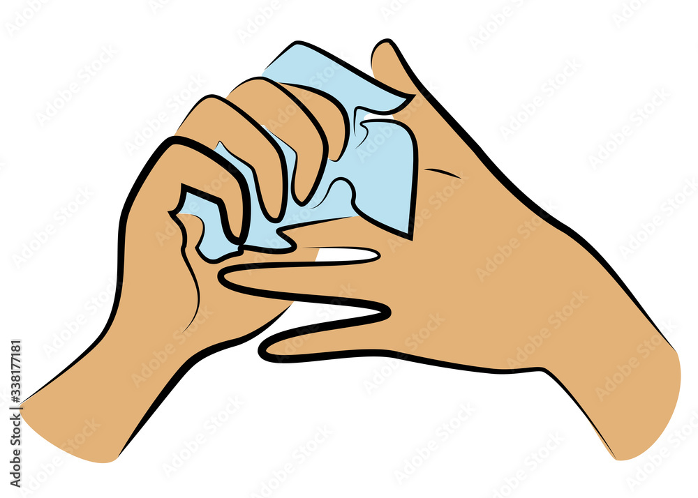 Rub your hands with a clean towel. Hygienic procedure. Disease ...