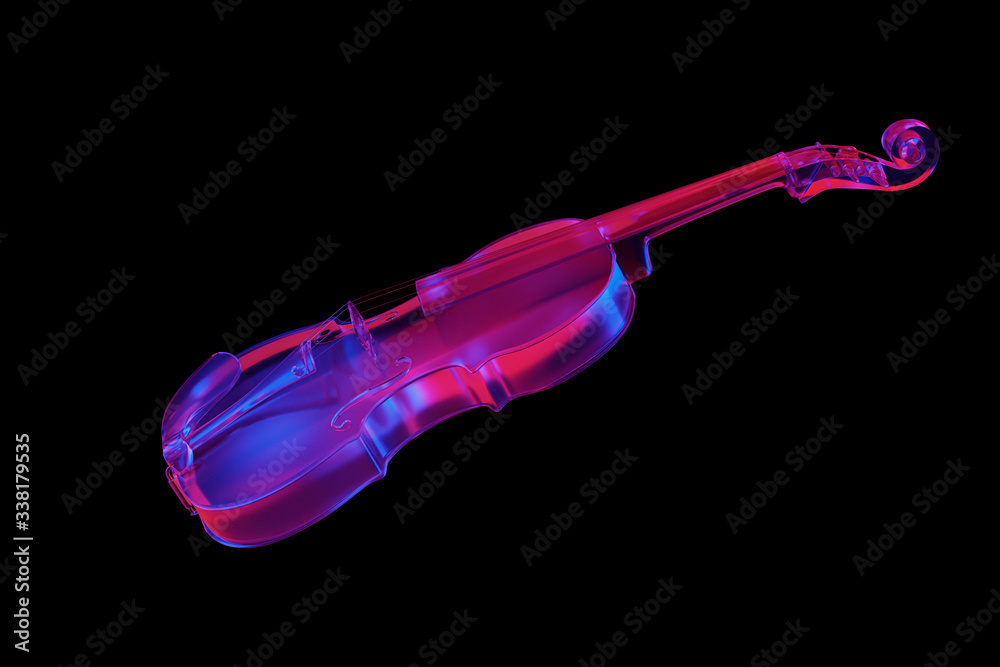 3d rendering, violin side view, black background, png, pink violin ...