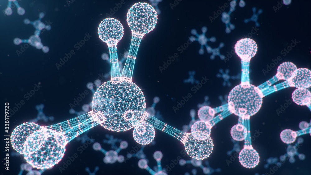 Digital Molecules Atoms Bacground Grid Structure Connection Lines And Dots Molecule