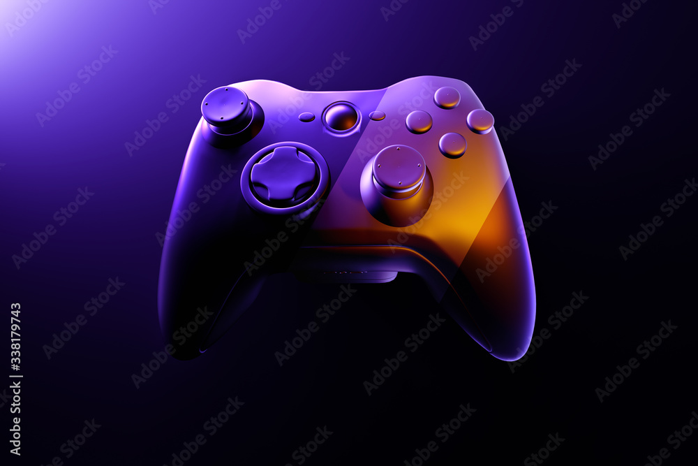 video game controller, 3d rendering, gray background, Xbox controller ...
