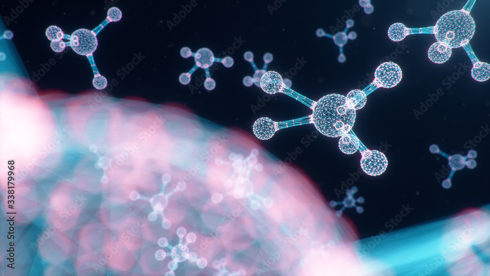 Digital Molecules Atoms Bacground Grid Structure Connection Lines And Dots Molecule
