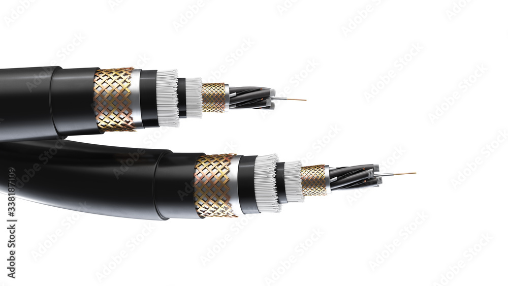 The concept of fiber optic cable isolated on white background. Future ...