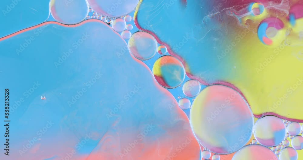 Movement oxygen bubbles in a liquid. Beautiful structure of water in ...