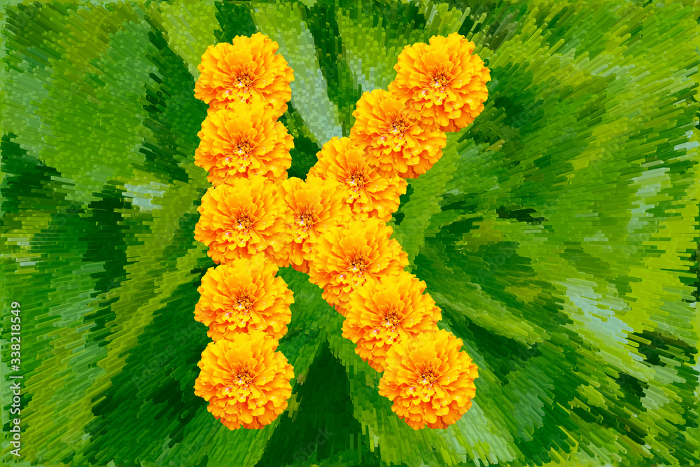 Spring Flower Letter K concept using Marigold. Marigold flower alphabet ...