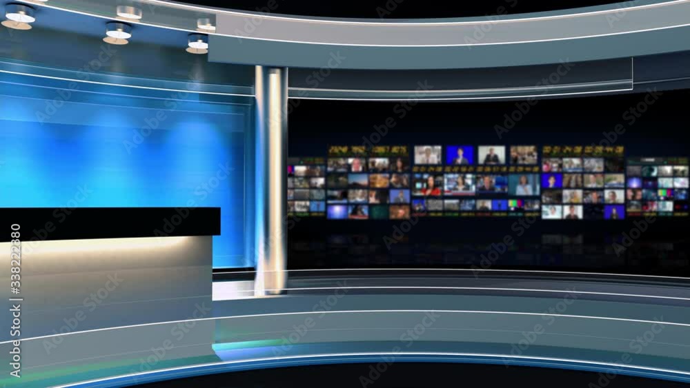 Tv Studio. Blue Studio. News studio. Greenscreen background. Newsroom ...