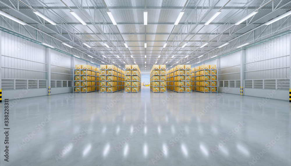 Warehouse or industry building interior. known as distribution center ...