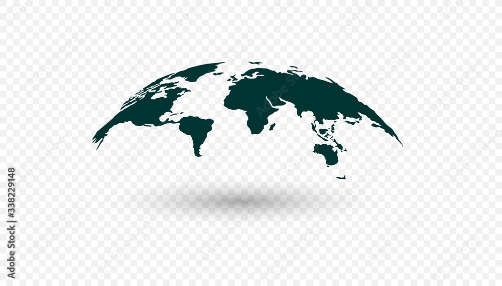 3D Map of the World in Grey Color with Shadow Isolated on transparent ...