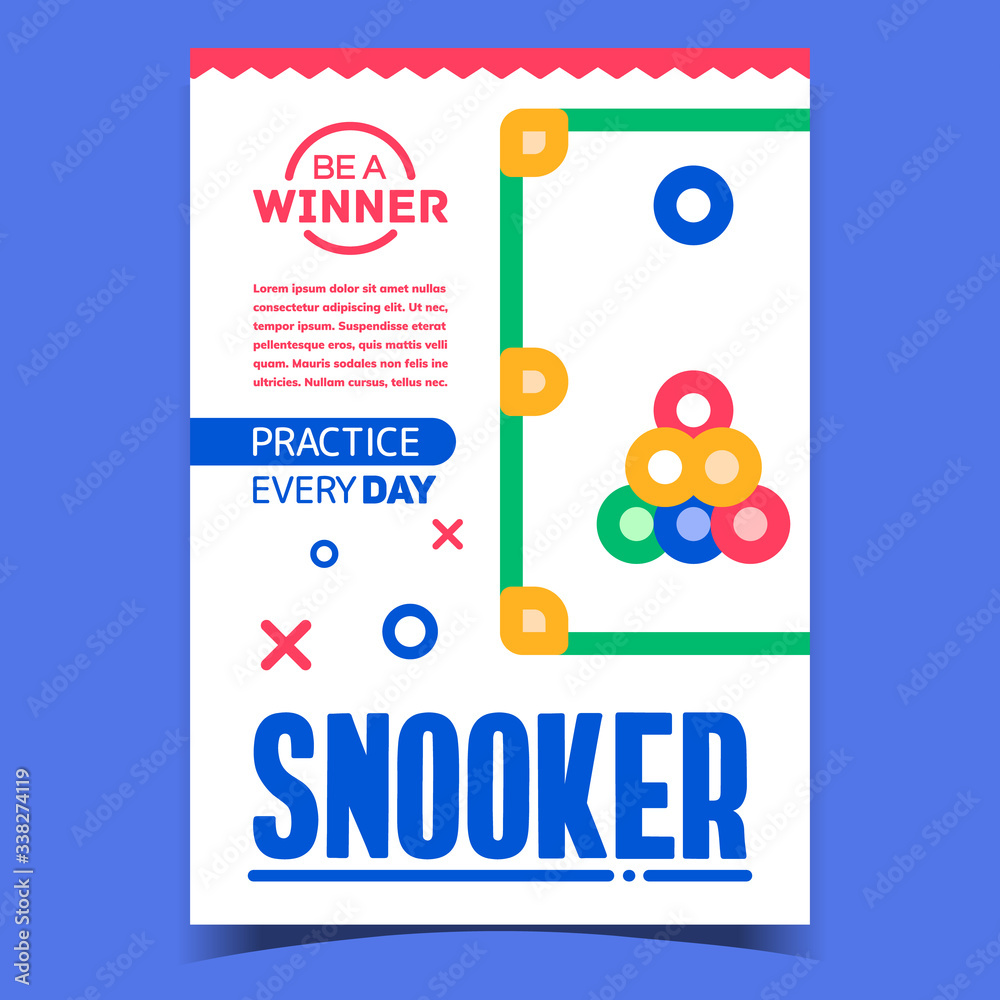 Vetor de Snooker Billiard Game Advertising Banner Vector. Snooker Table ...