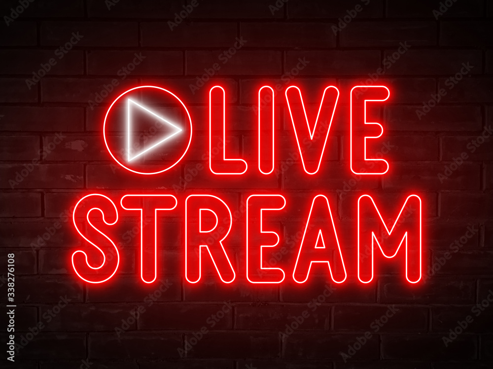 Neon Sign Live Stream Design Element Light Banner Vector, 50% OFF