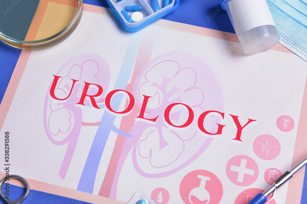 Paper sheet with text UROLOGY on color background Stock Photo | Adobe Stock