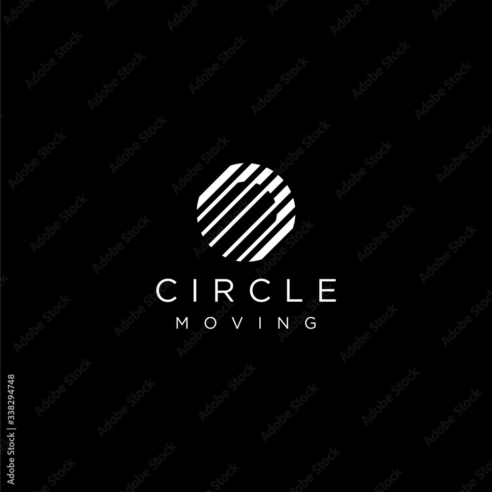 Simple line logo design of circle and moving with white background ...