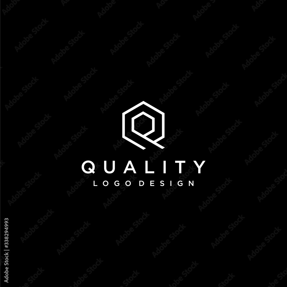 Bold monogram logo design of letter Q with black background - EPS10 ...