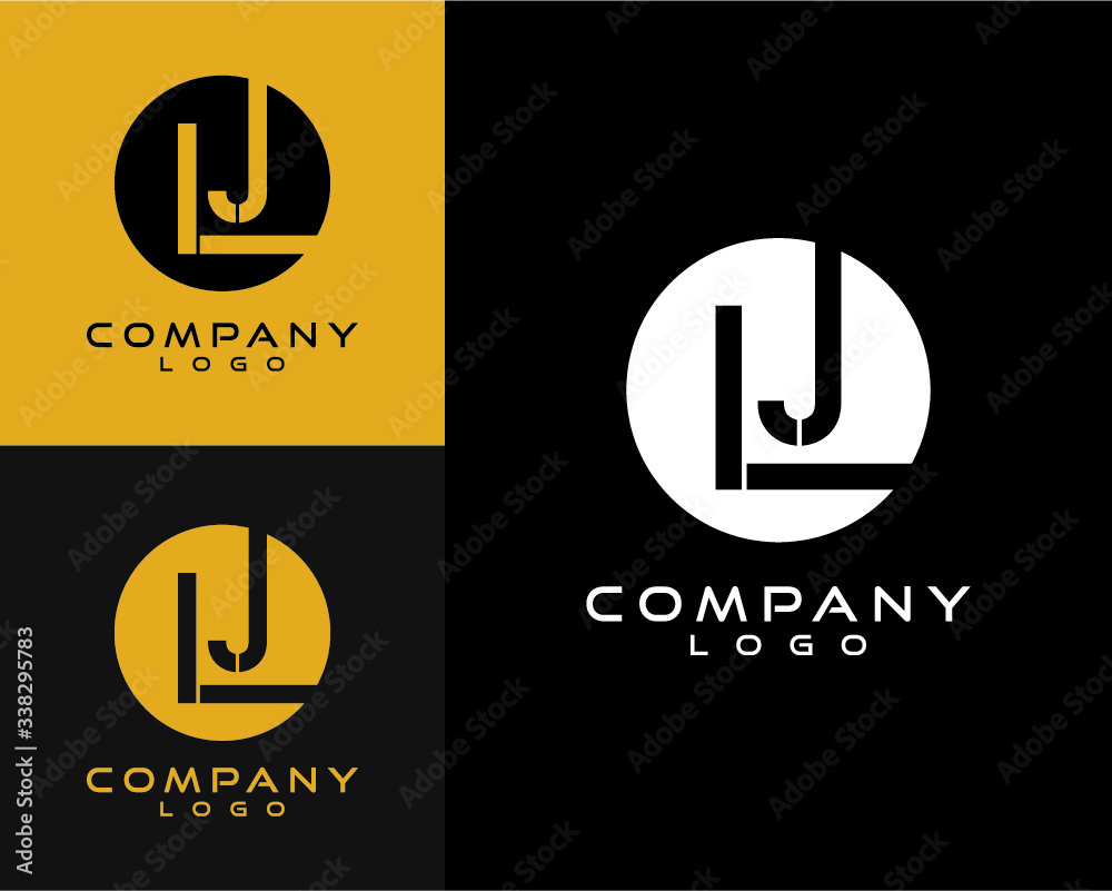 LJ, JL letter, initial logo design letter with circle shape Stock ...