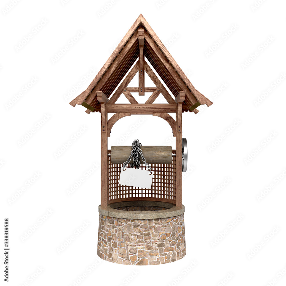 mining concept plate attached to the well chain 3d render on white no ...