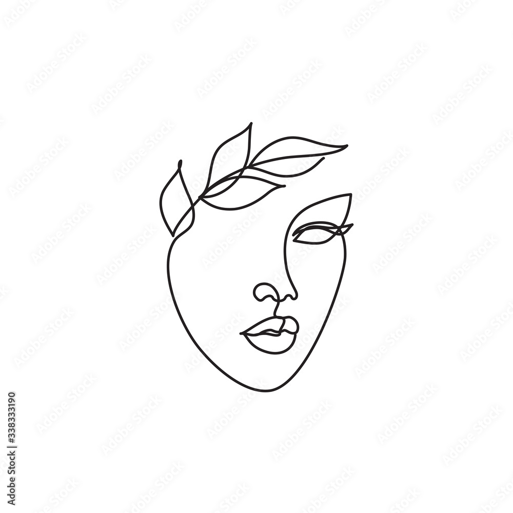 Female portrait for logo, icon. Abstract minimal line drawing beauty ... Female portrait for logo, icon. Abstract minimal line drawing beauty ...