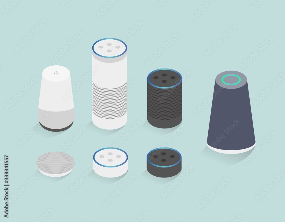 Set of smart speaker icons, isolated vector illustration Stock Vector | Adobe Stock