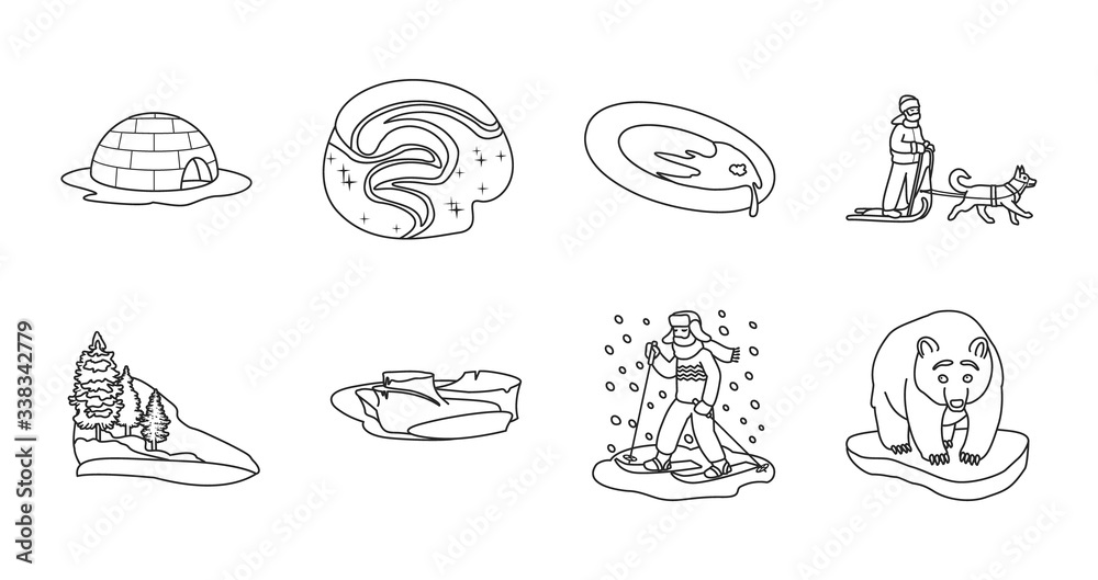 Vecteur Stock Alaska vector outline set.Vector illustration of north ...
