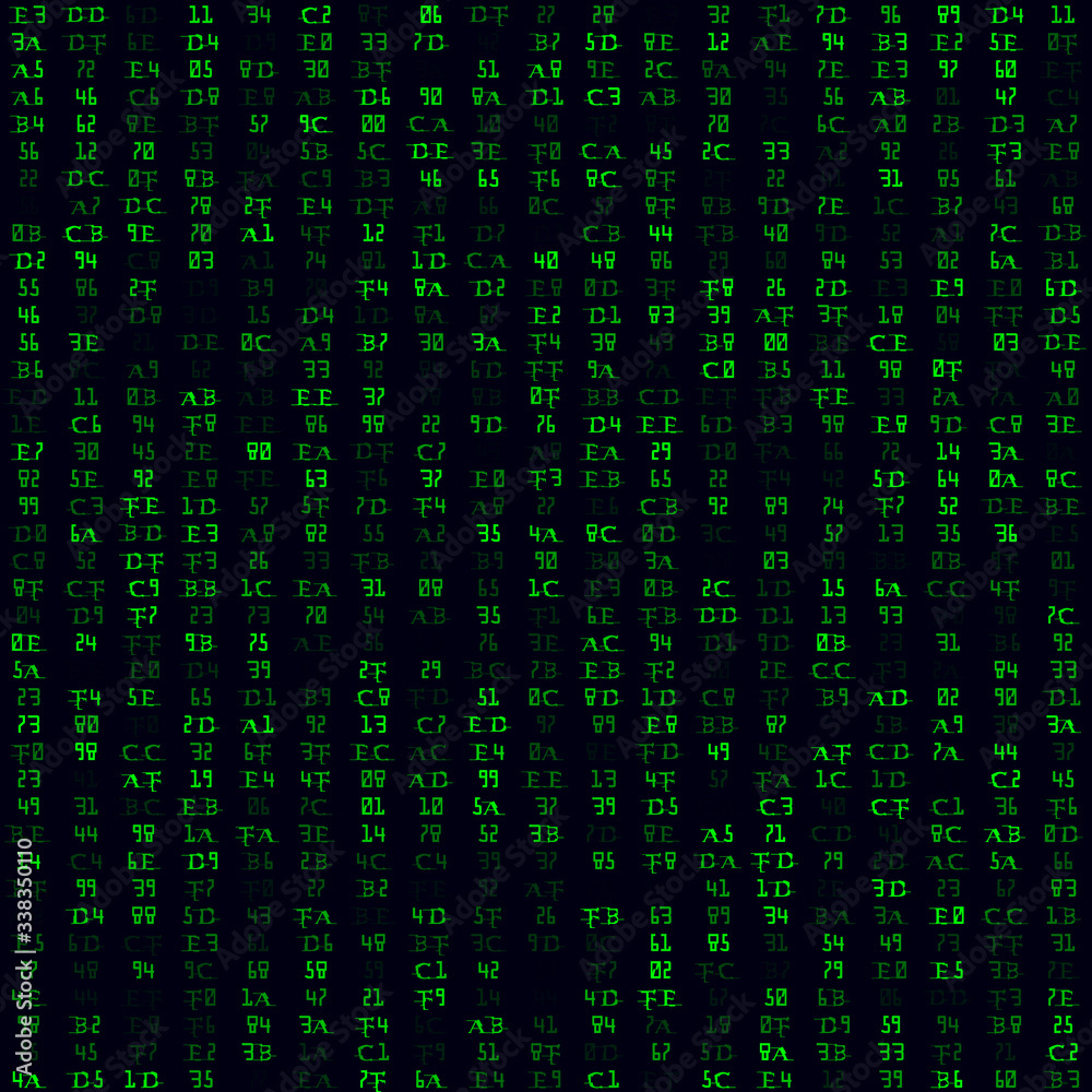 Random symbols background. Green filled hexademical pairs seamless ...