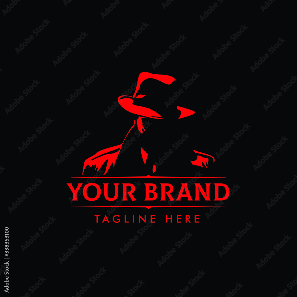 MAFIA LOGO with character abstract silhouette men heads in hats. Trendy ...