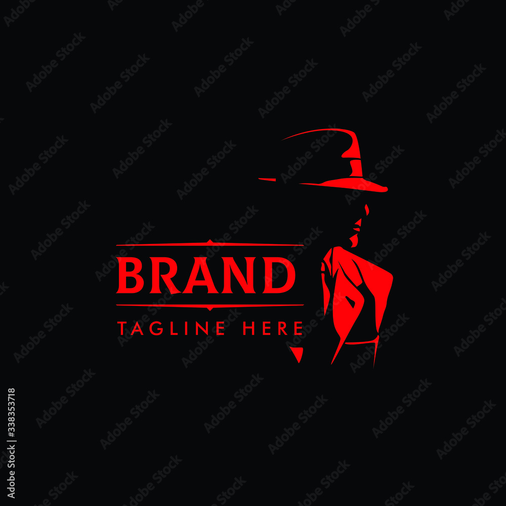 MAFIA LOGO with character abstract silhouette men heads in hats. Trendy ...
