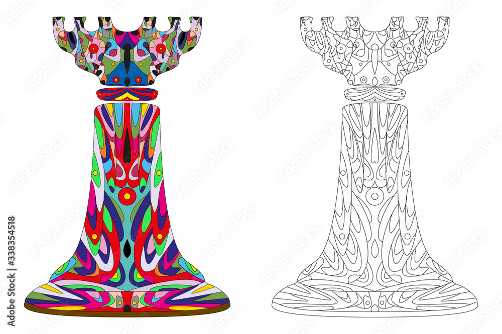 Zentangle stylized rook chess piece. Adult antistress coloring page ...