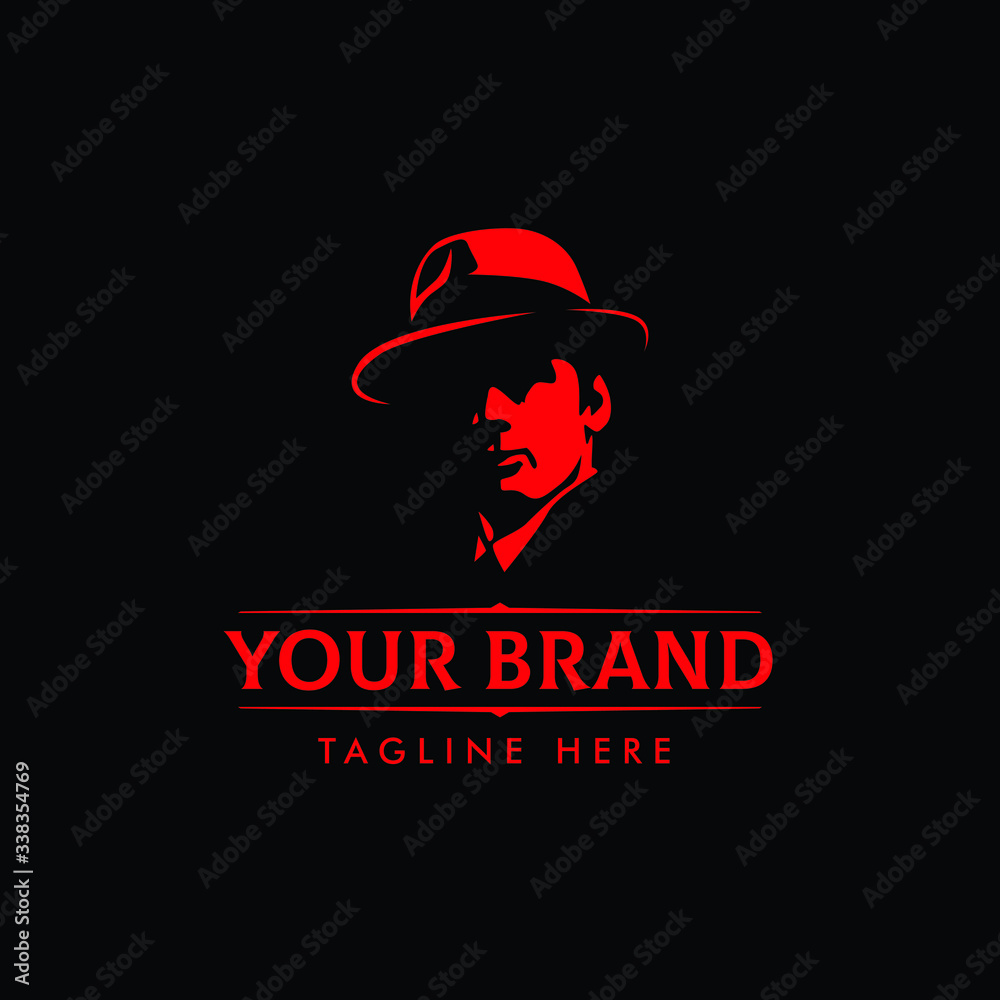 MAFIA LOGO with character abstract silhouette men heads in hats. Trendy ...
