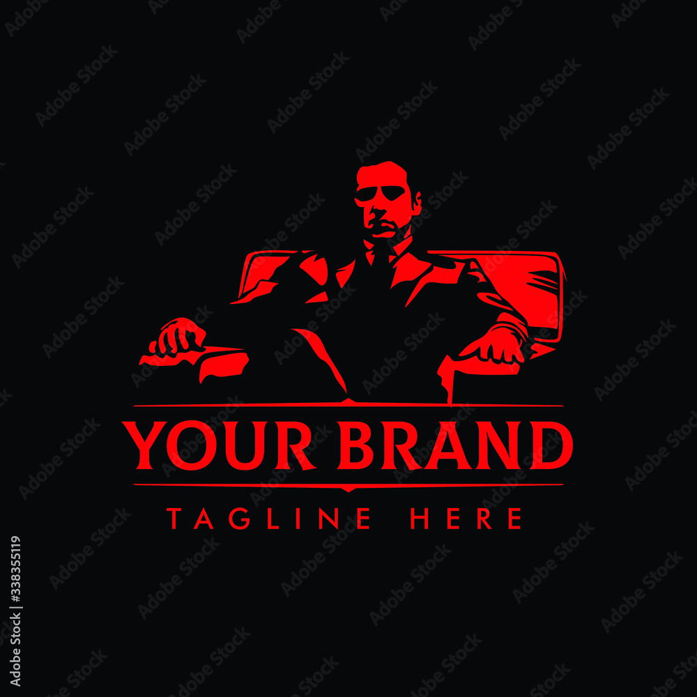 MAFIA LOGO with character abstract silhouette men heads in hats. Trendy ...