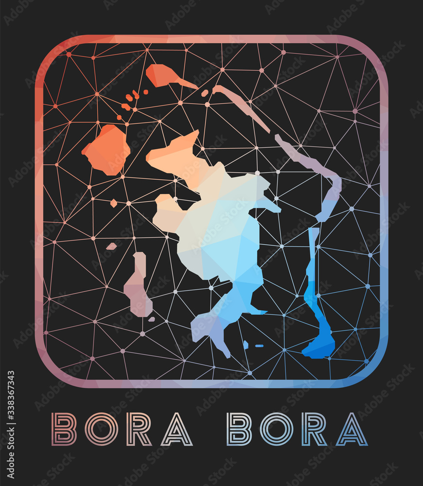 Bora Bora map design. Vector low poly map of the island. Bora Bora icon in geometric style. The ...