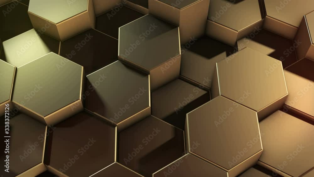 An abstract hexagonal geometric golden surface cyclically moves in ...
