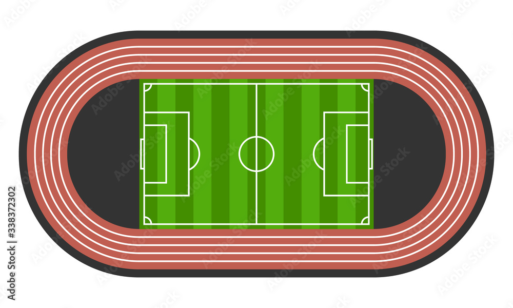 Football/soccer field with running track vector illustration isolated ...