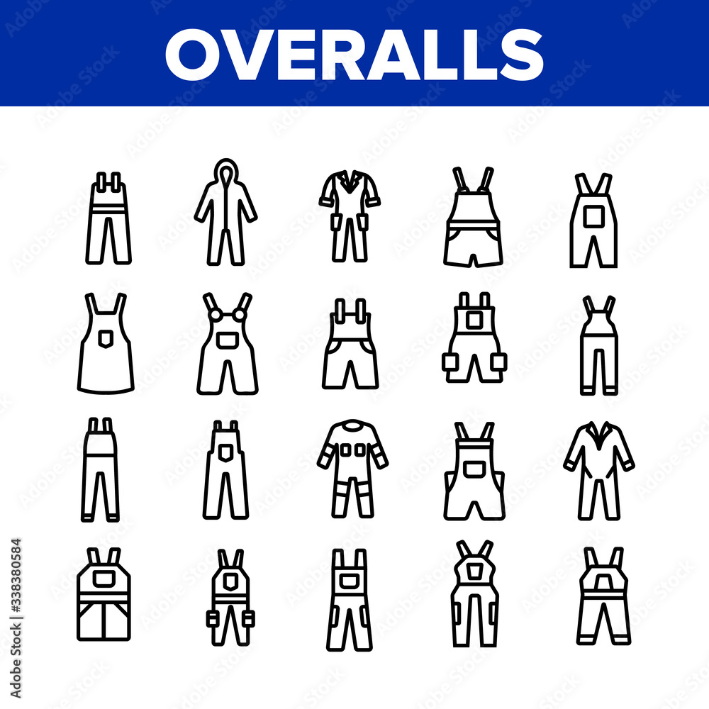 Overalls Worker Protect Clothes Icons Set Vector. Human Protection ...
