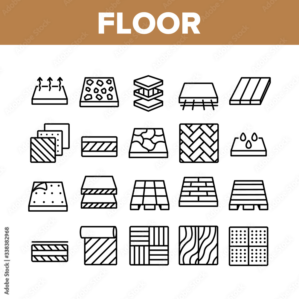 Floor And Material Collection Icons Set Vector. Parquet And Carpet ...
