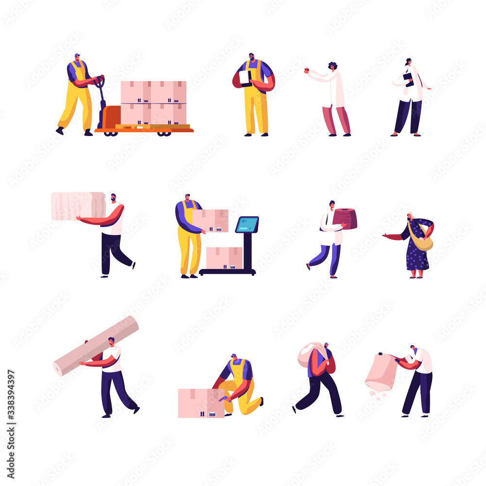 Set of Male and Female Characters Freight and Goods Delivery and ...