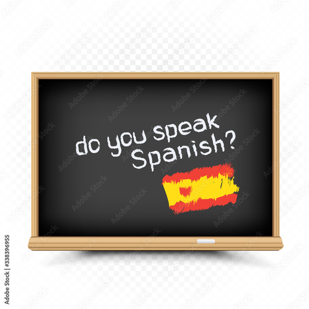Spanish lessons sign draw on school chalkboard Stock Vector | Adobe Stock