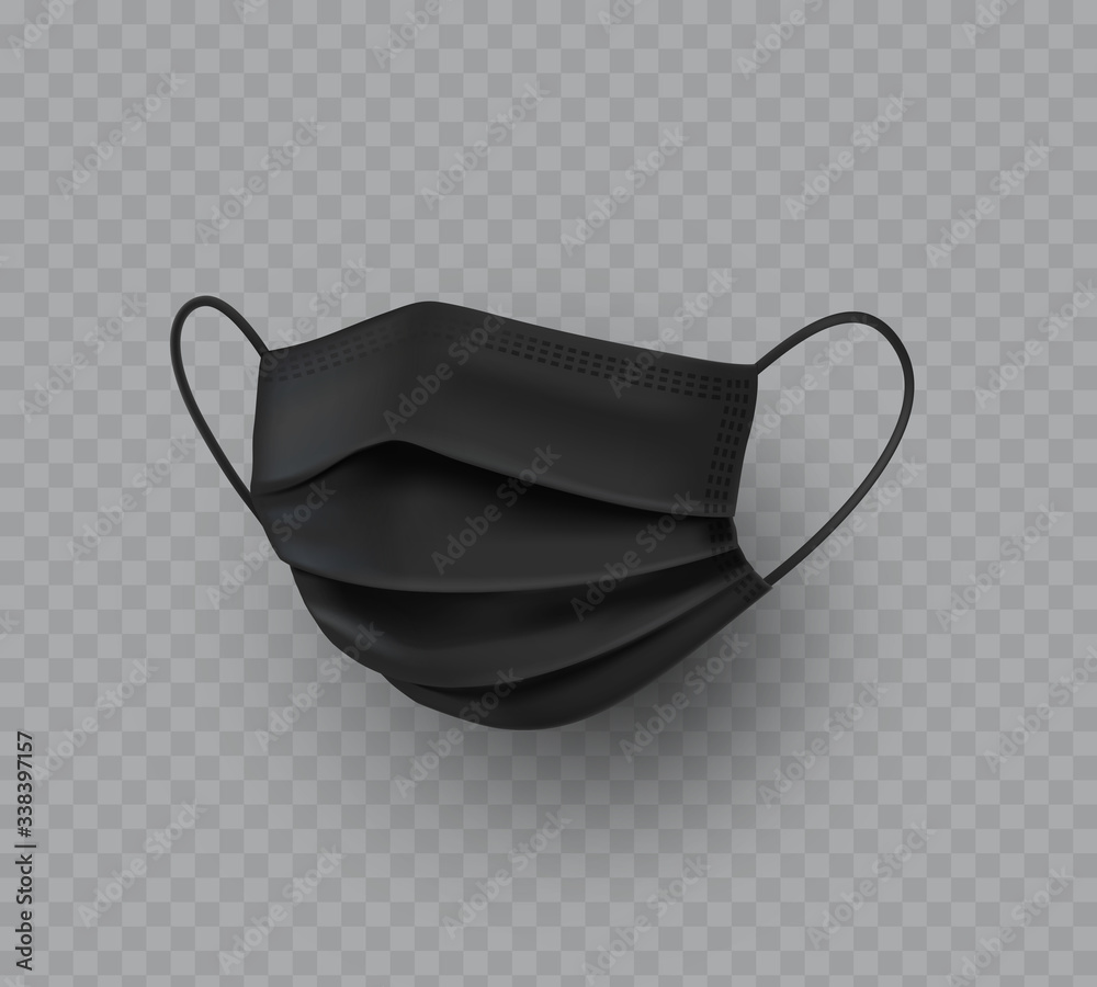 Mask isolated on transparent background. Vector black medical, safety ...