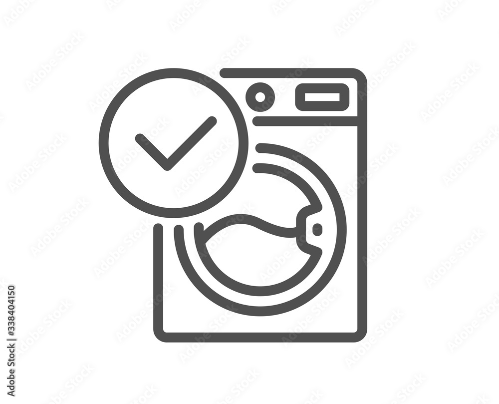 Washing machine line icon. Wash laundry sign. Washable cleaner symbol ...