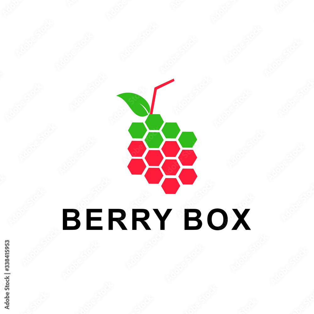 logo Berry with leaves. Round emblem. Natural Vector label template ...